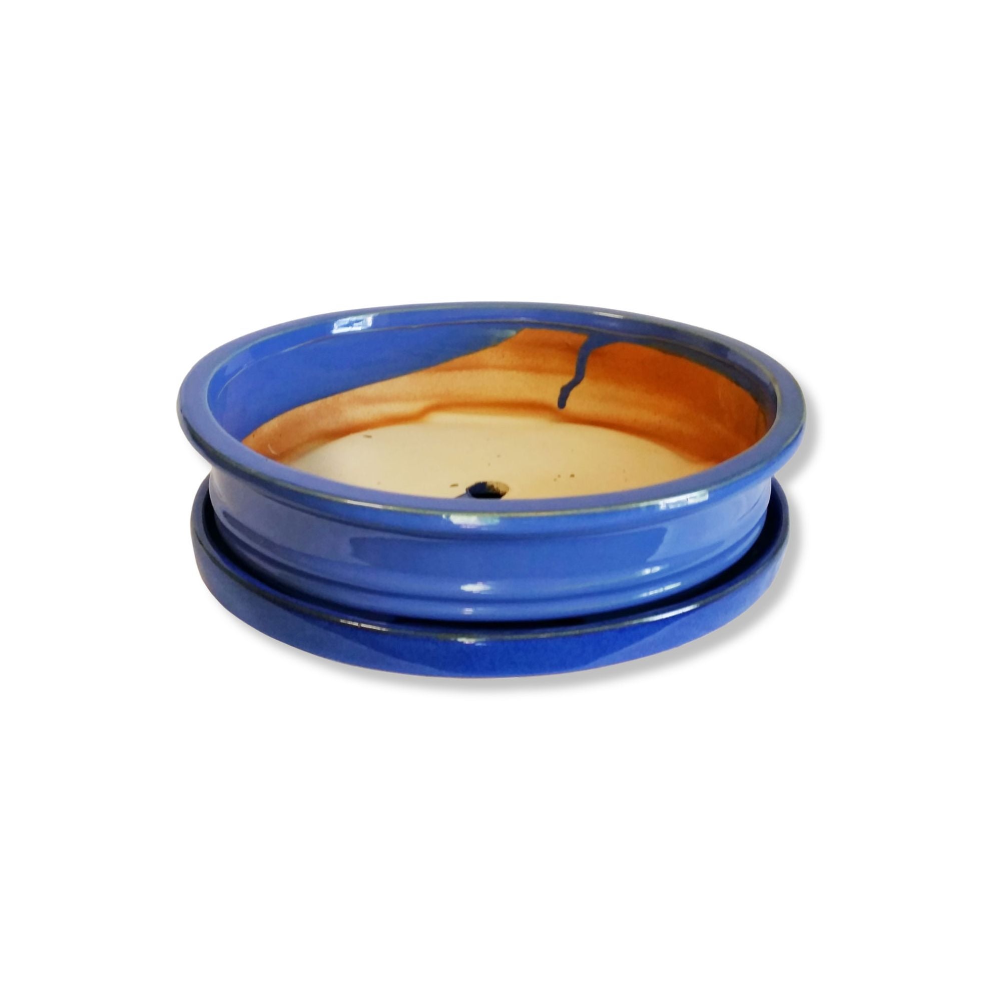 Michael Carr Bonsai Oval Cobalt Blue Pot w/ Saucer | Indian Creek ...