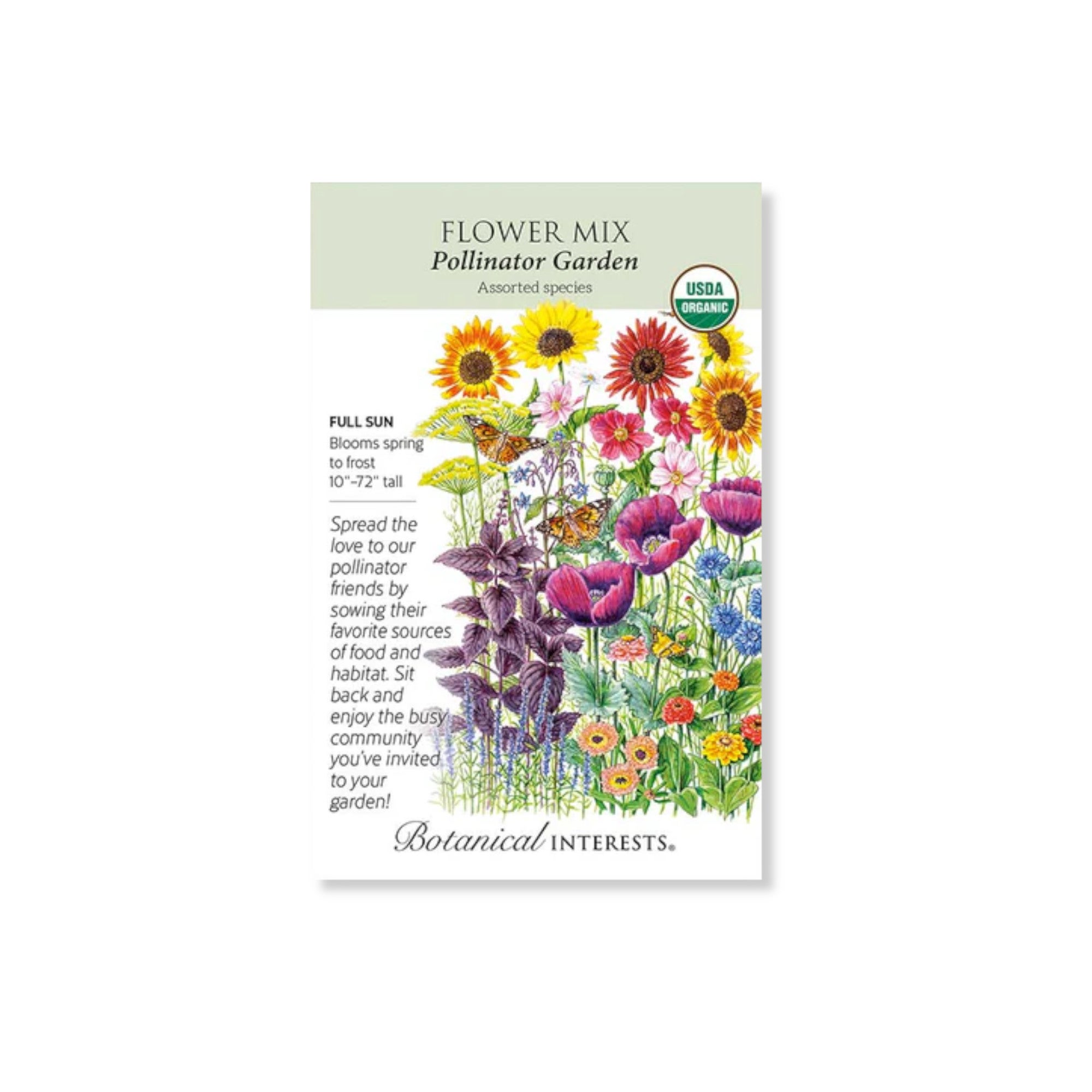 Flower Mix Pollinator Garden Organic Seeds 2g (Botanical Interests 2025 ...