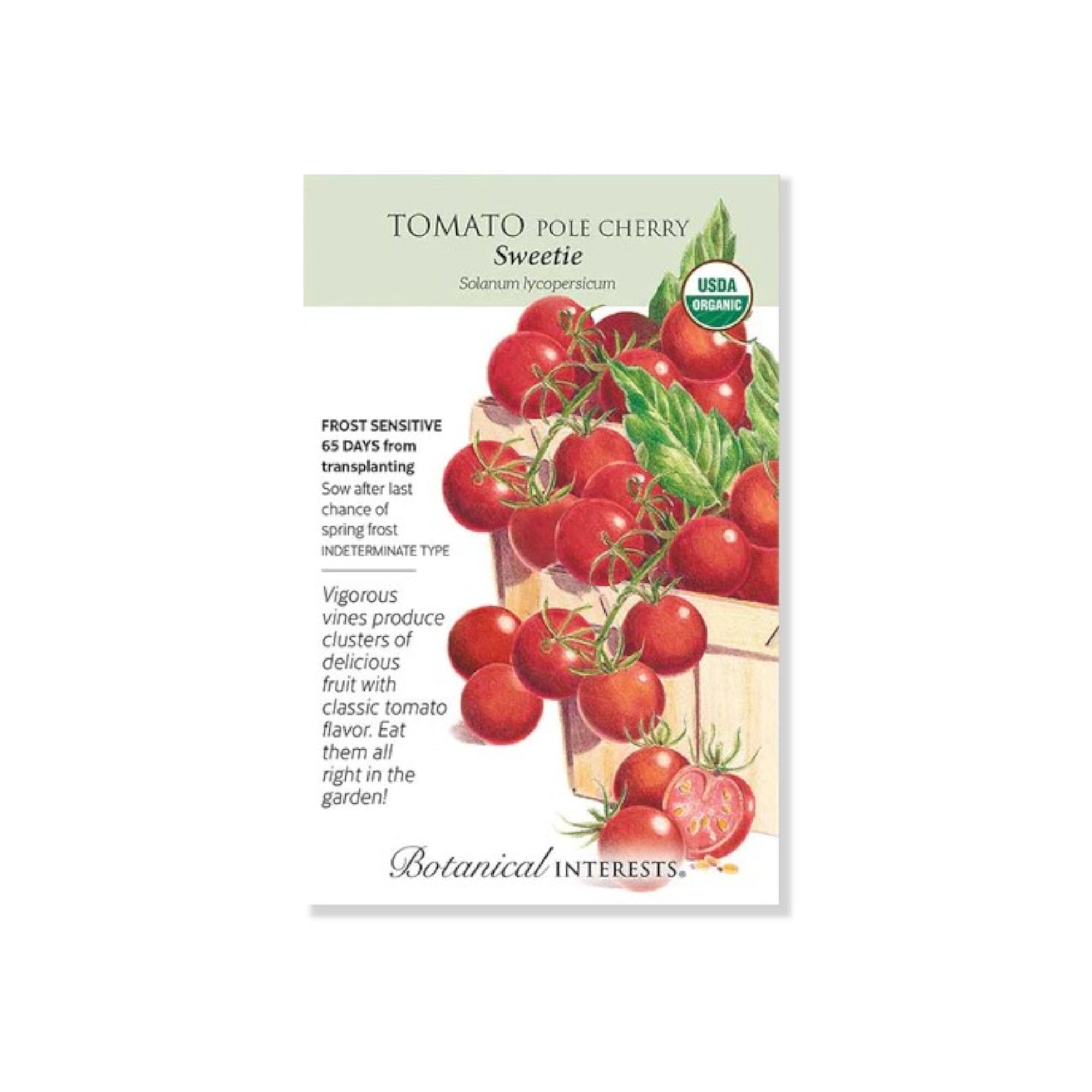 Tomato Pole Cherry Sweetie Organic 25 Seeds (Botanical Interests 2025 ...