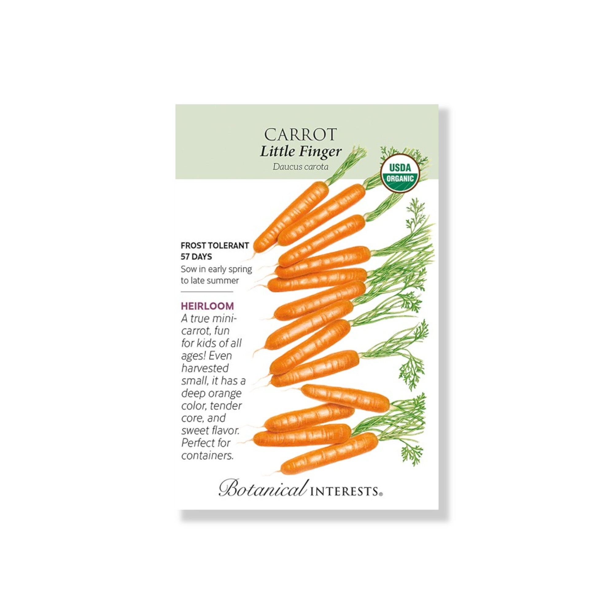 Carrot Little Finger Organic Seed 750mg (Botanical Interests 2025 ...